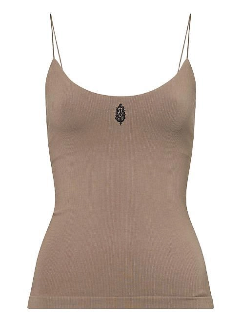 Free People Ribbed Logo Tank Top - Pewter