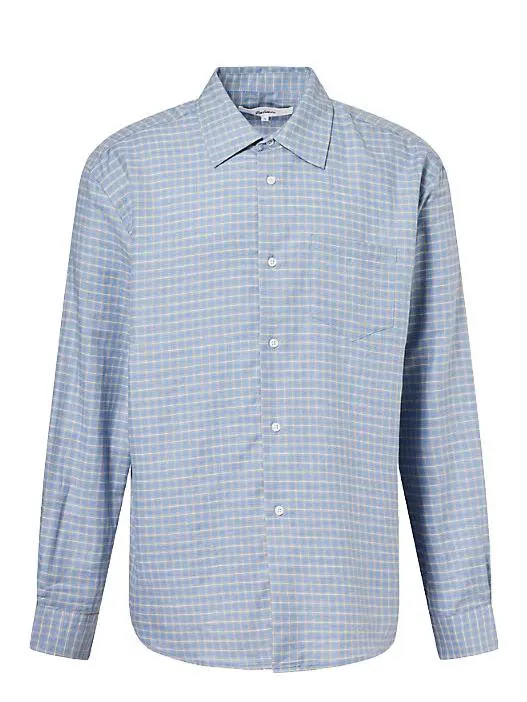 PALMES Serve Check-print Cotton And Cashmere-blend Shirt - Blue Check