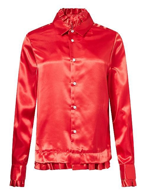 Noir Kei Ninomiya Relaxed-fit Ruffled Satin Shirt - Red