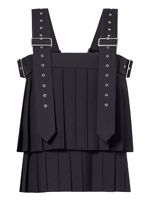 Noir Kei Ninomiya Pleated Wool-blend Top - Black