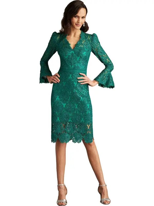 Tadashi Shoji Boutell Sequin Embroidered Sheath Dress - Pine