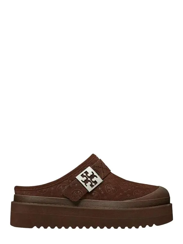 Tory Burch Shearling Platform Mule - Silver