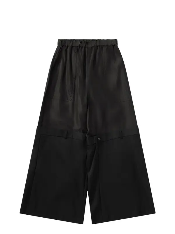 COMME DES GARÇONS NOIR Wide-leg Paneled Pants With Drawstring Waist - Black