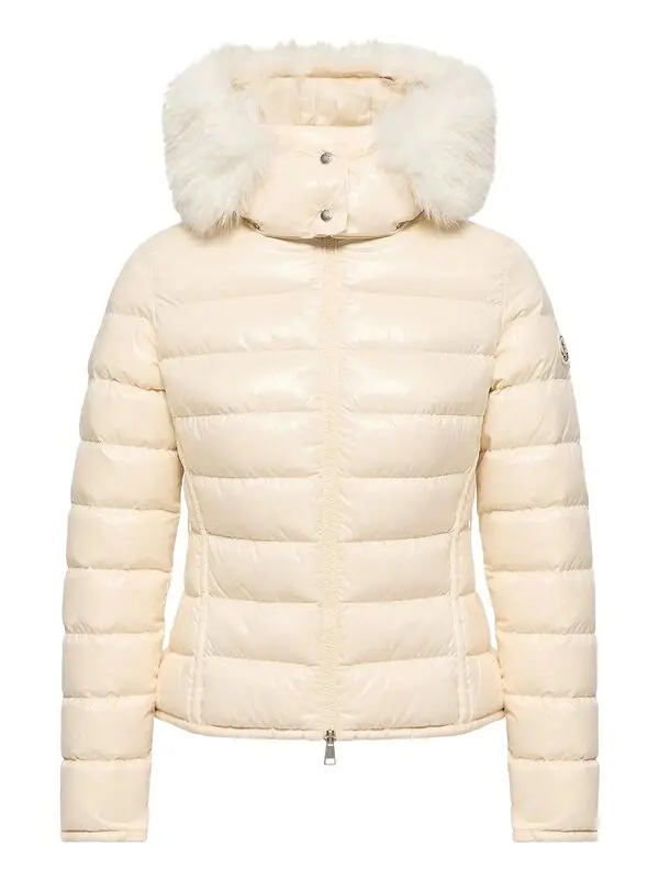 Moncler Padded Down Jacket With Fur Hood - Cream