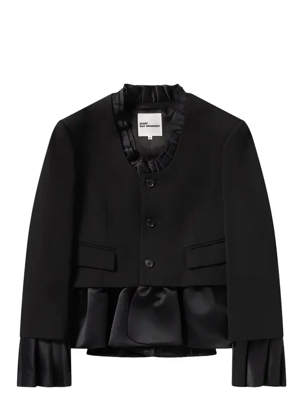 COMME DES GARÇONS NOIR Ruffle-neck Peplum Button-up Jacket - Black