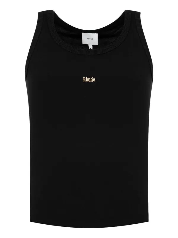 Rhude Ribbed Logo Tank Top - Black