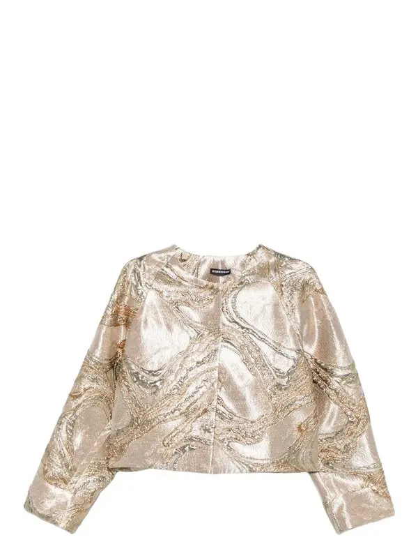 SUSANNE BOMMER Floral Print Crewneck Jacket - Gold