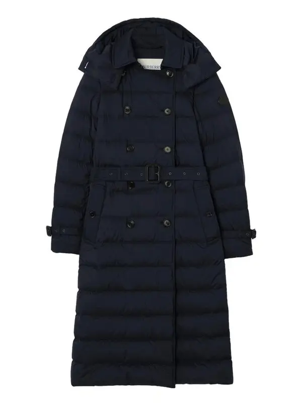 Burberry Long Puffer Coat - Navy