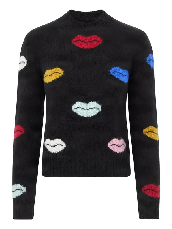 Fiorucci Lips Print Mock Neck Sweater - Multi