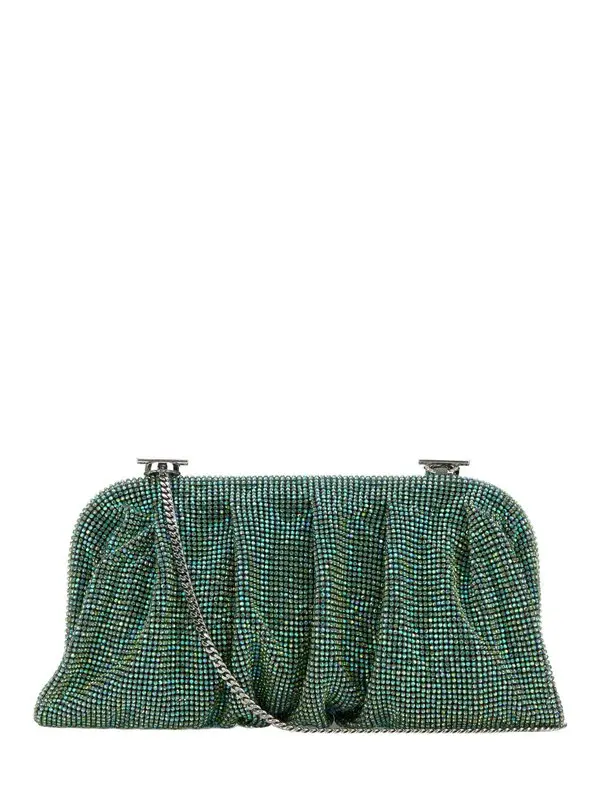 Benedetta Bruzziches Embellished Fabric Large Clutch - Green