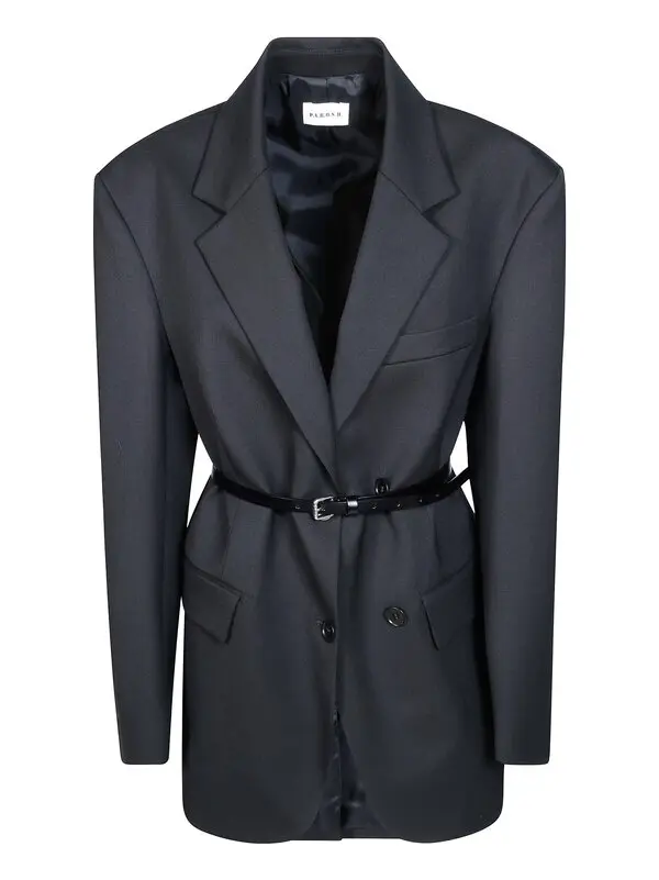 PAROSH Stretch Wool Blend Tailored Blazer - Nero