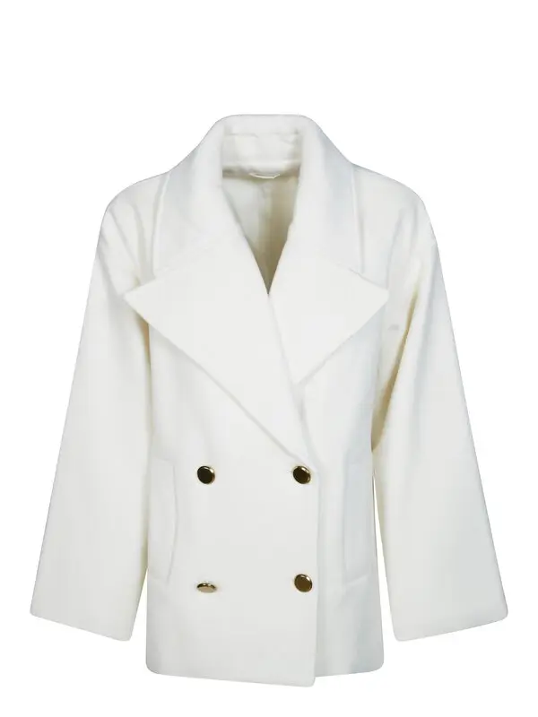 PAROSH Double-breasted Caban Coat - Bianco