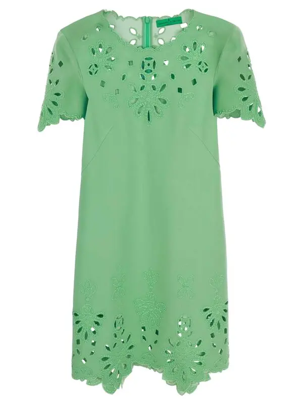 Ermanno Scervino Midi Dress With Laser Cut Details - Green