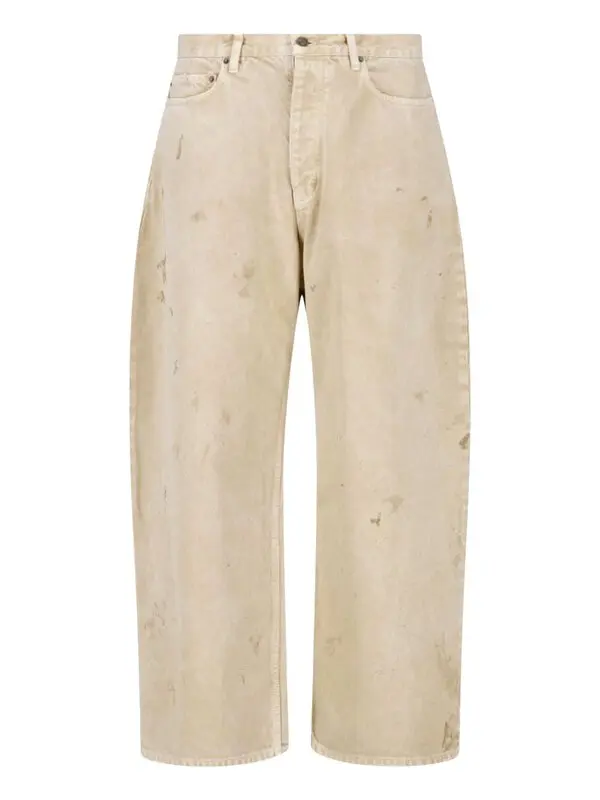 Balenciaga Distressed Wide-leg Jeans - Beige