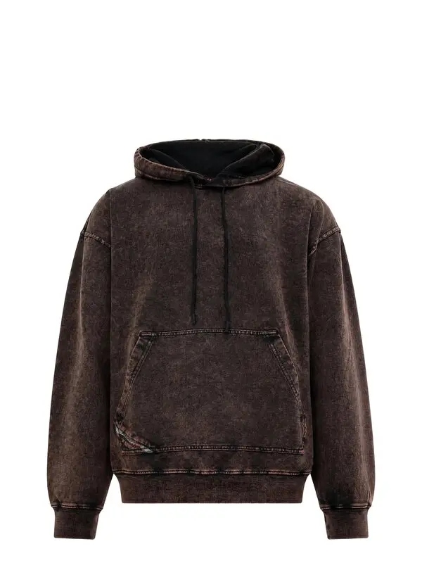 DIESEL® Washed Cotton Pullover Hoodie - Brown