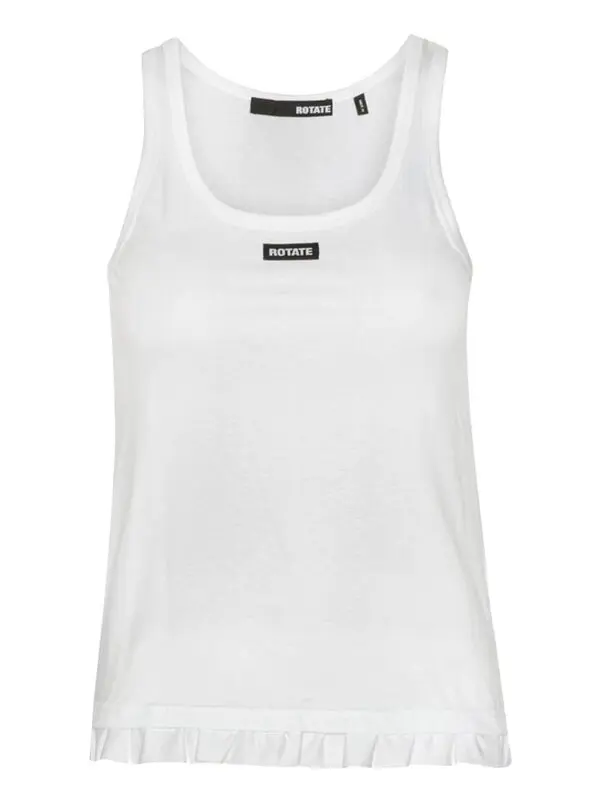 ROTATE BY BIRGER CHRISTENSEN Organic Cotton Ruffle Hem Tank Top - White