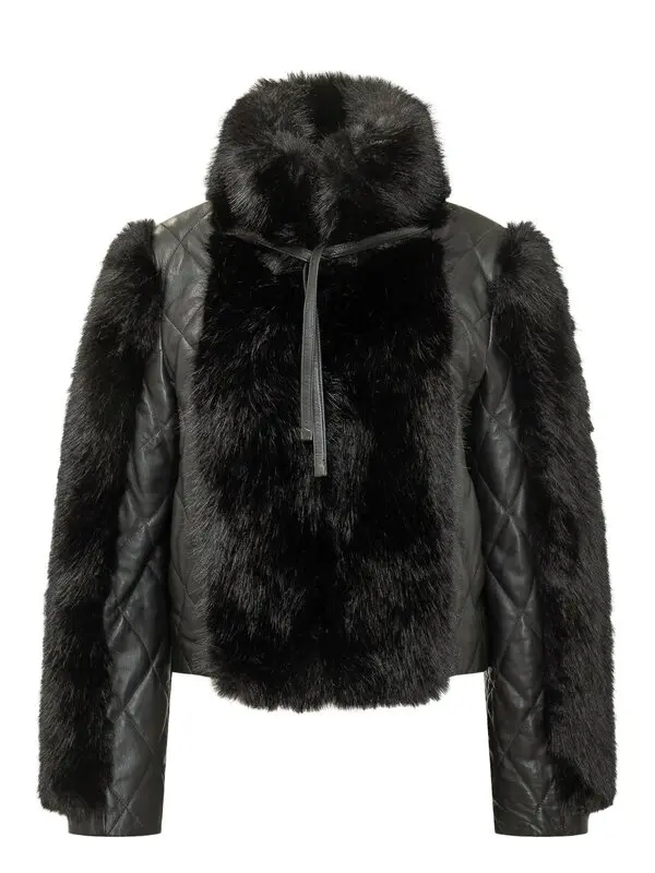ROTATE BY BIRGER CHRISTENSEN Faux Fur Mini Jacket - Black