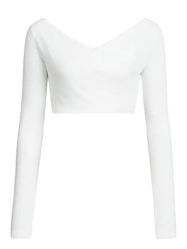 Alaïa Long Sleeve Cropped Top - Ivory