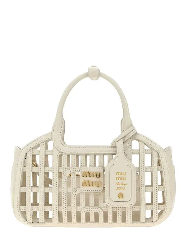 Miu Miu Mini Chalk Leather Handbag - White
