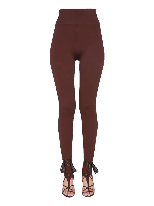 ANDREĀDAMO Cut-out Detail Elastic Waist Leggings - Nude