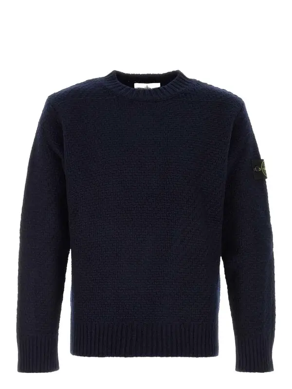 Stone Island Textured Wool-blend Crewneck Sweater - Blue