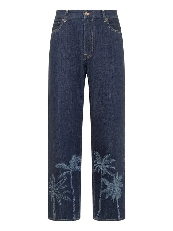 Alanui Mini Jungle Toile Denim Jeans - Light Blue