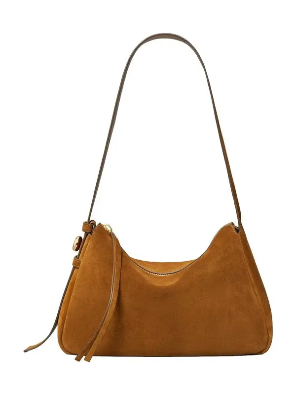Tory Burch Suede Shoulder Bag - Beige