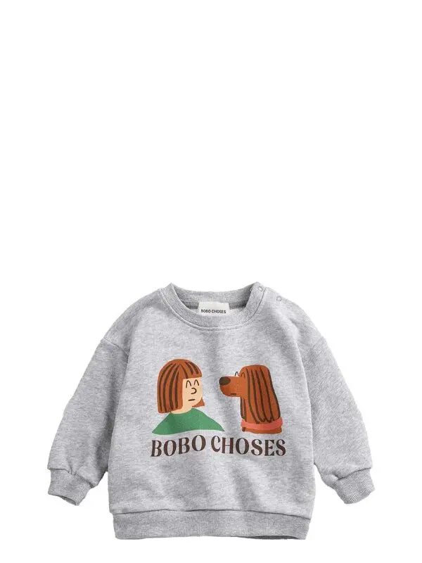 BOBO CHOSES Mini Friends In A Pickle" Graphic Sweatshirt - Grey