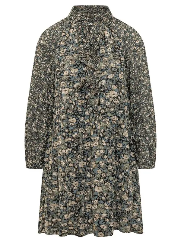 Ba&sh Floral Print Button-front Mini Shirt Dress - Kaki