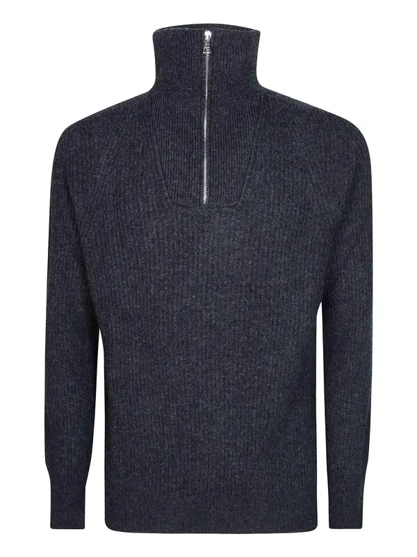 AMARANTO Zip Up Knit Sweater - Grigio