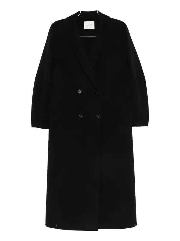 LISA YANG Double-breasted Wool-cashmere Coat With Scarf Collar - Nero