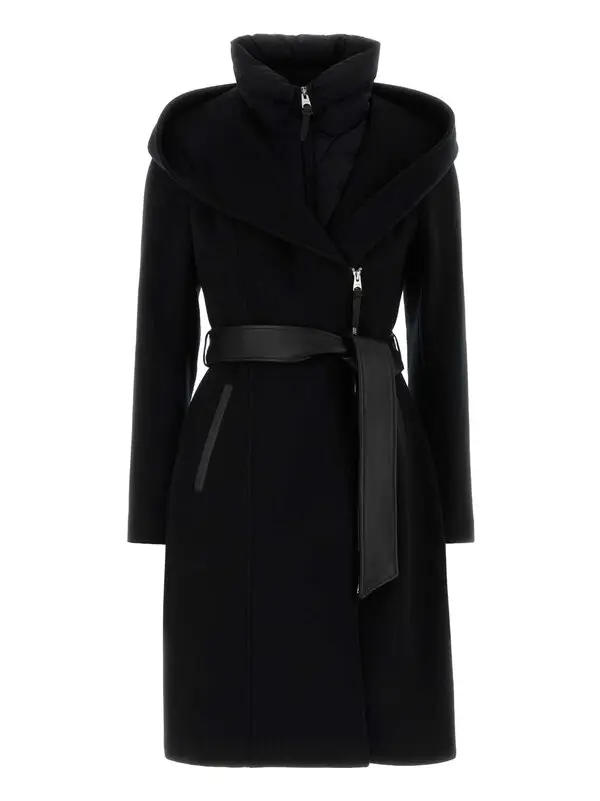 Mackage Wool Shell Lined Coat With Belted Hood - Black