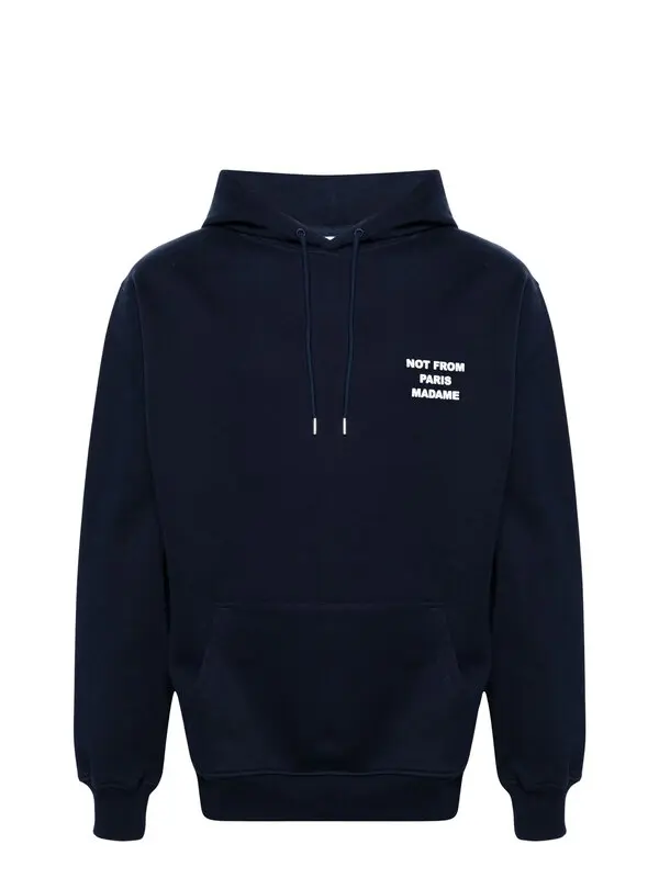 Drole De Monsieur Cotton Logo Hoodie - Navy