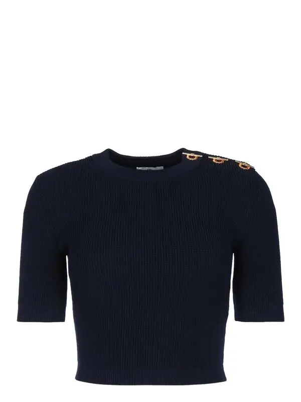 Elisabetta Franchi Ribbed Knit Sweater With Button Detailing - Blunotte