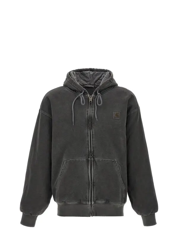 Carhartt Work In Progress Washed Cotton Zip Hoodie - Black