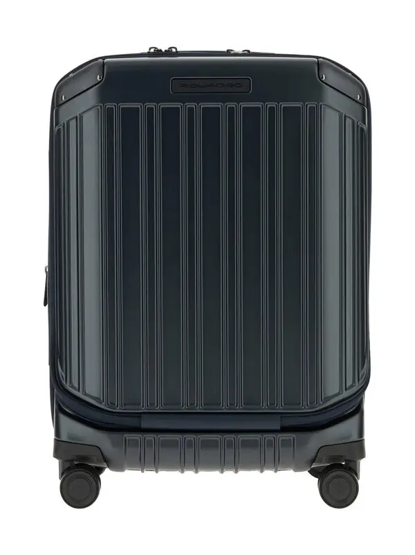 PIQUADRO Cabin Trolley Suitcase With Front Compartment And 4 Wheels - Bluo