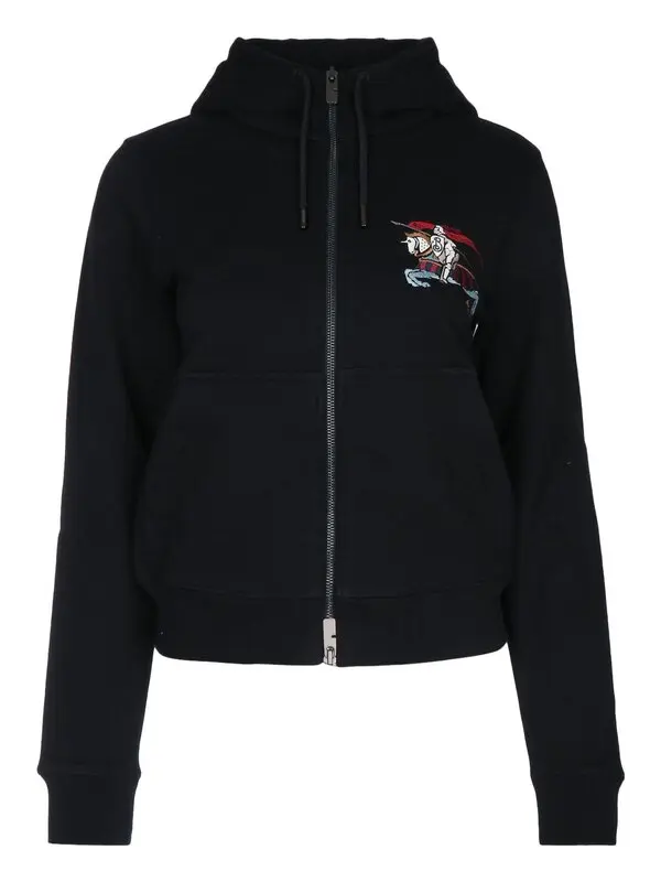 Burberry Harley Ekd Cotton Zip-up Hoodie - Black