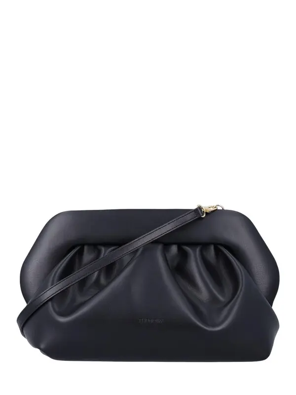 THE MOIRÈ Ruched Clutch Bag - Nero
