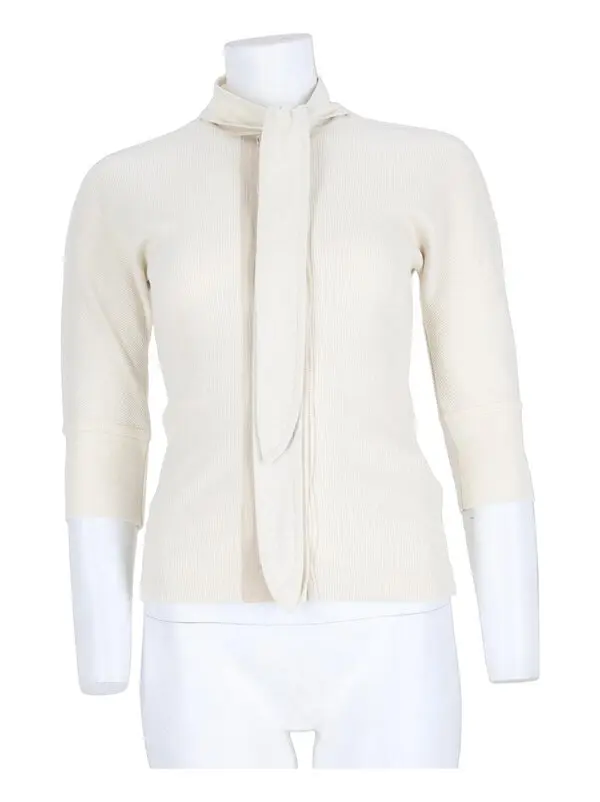 LEMAIRE Cotton-linen Blend Ribbed T-shirt With Tie Detail - White