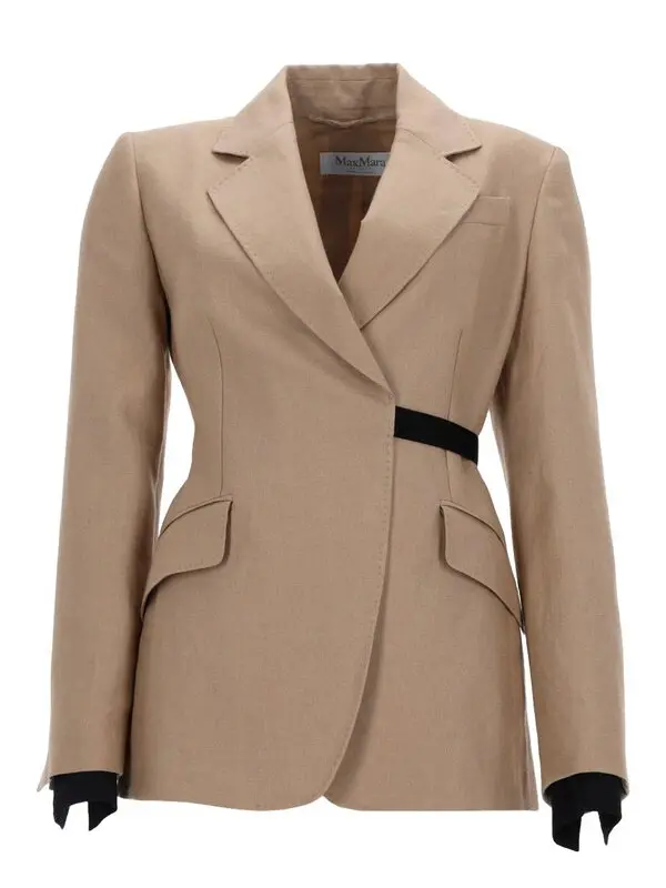 Max Mara Linen Double-breasted Blazer - Beige