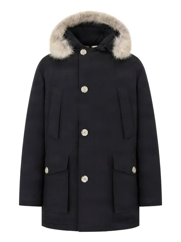 Woolrich Hooded Fur-trim Parka Coat - Black