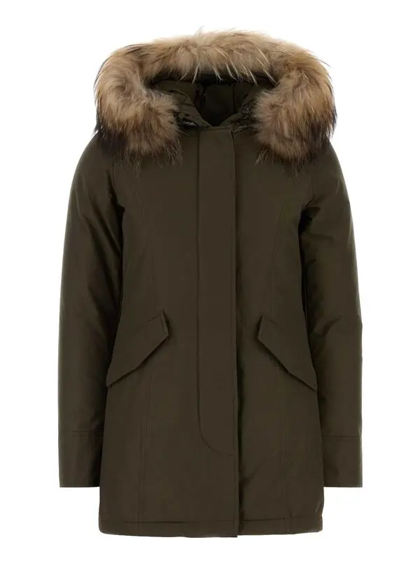 Woolrich Arctic Parka Jacket With Raccoon Trim - Green