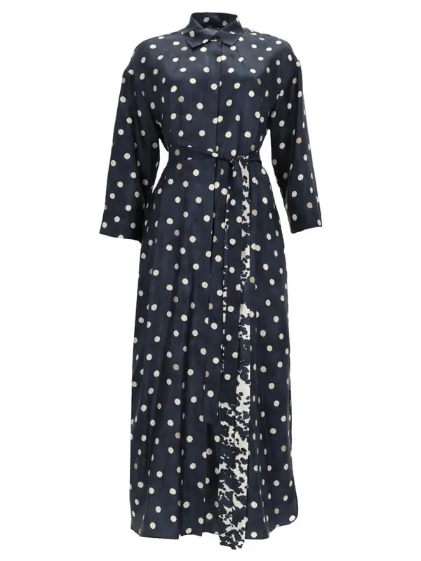 Max Mara Printed Silk Midi Dress - Blue
