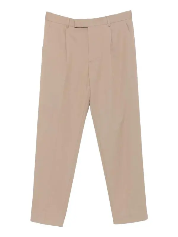 Zegna Pleated Cotton-wool Trousers With 19 Cm Hem - Beige