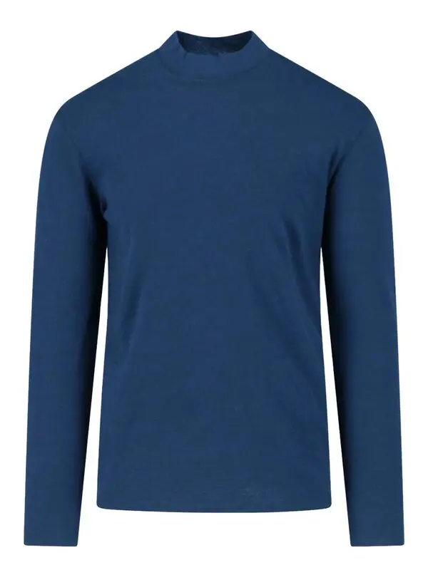 JIL SANDER Mock Neck Long Sleeve Top - Blue