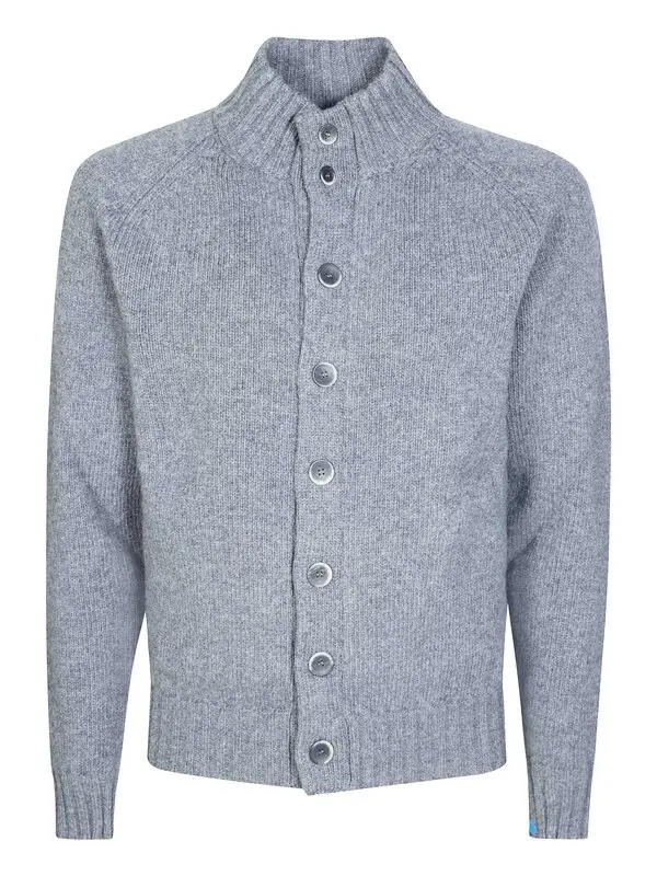 Altea Textured Knit Jacket Sweater - Blu