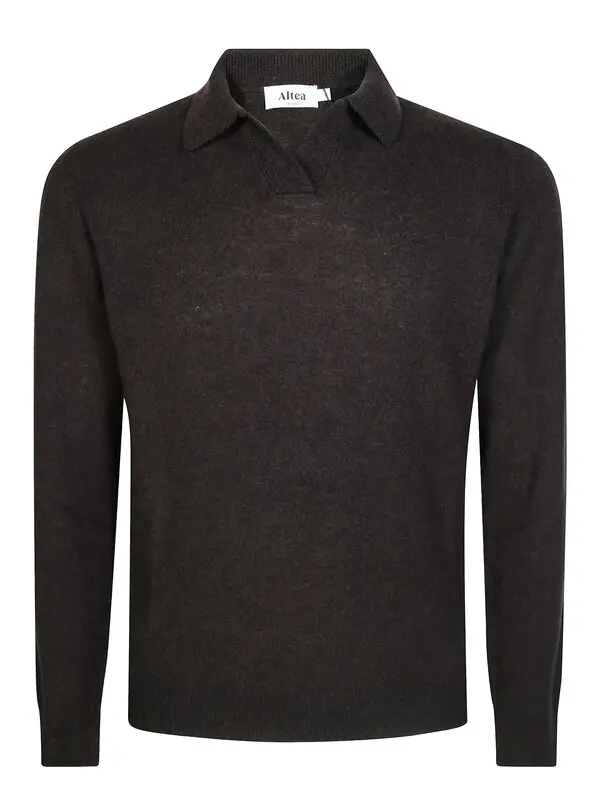 Altea Open-collar Cashmere-merino Polo Sweater - Marrone
