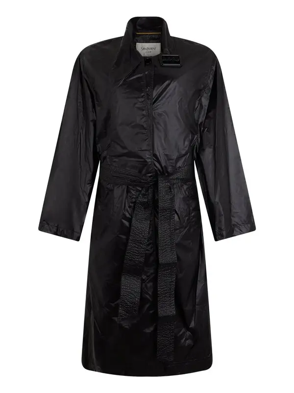 Saint Laurent Long Belted Trench Coat - Black