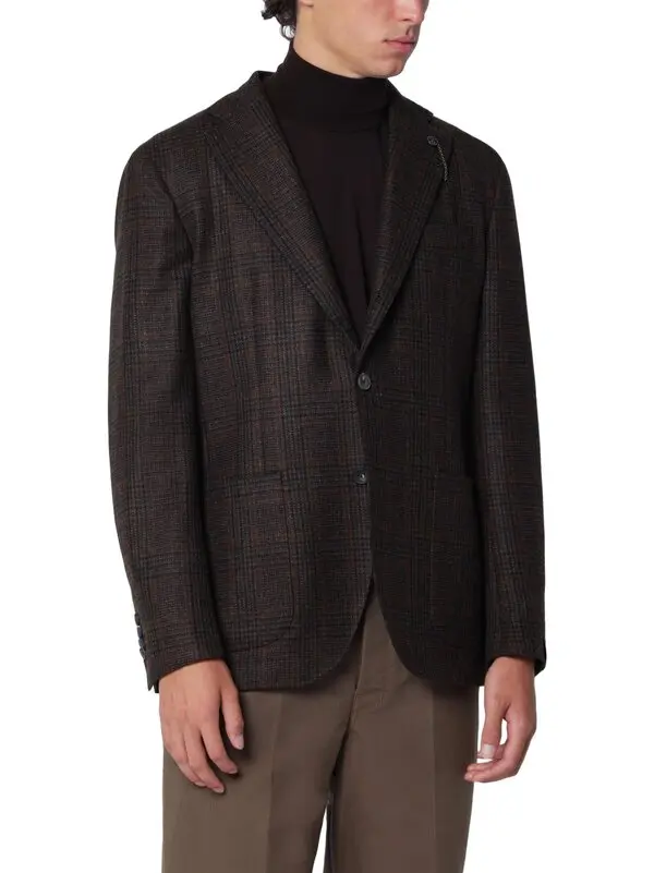 SANTANIELLO Prince Of Wales Check Single-breasted Blazer - Brown