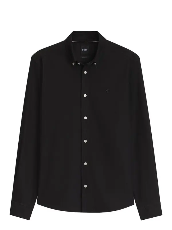 BOSS Regular-fit Button-down Shirt In Oxford Cotton - Black